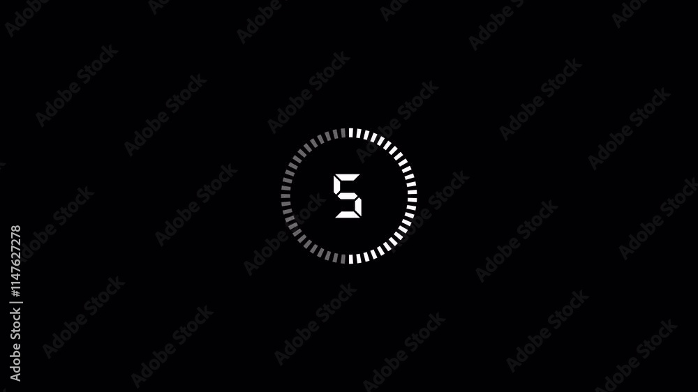 Circle countdown timer animation from ten to zero seconds countdown on ...