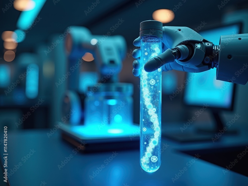 Innovative laboratory showcasing futuristic technology with a robotic ...