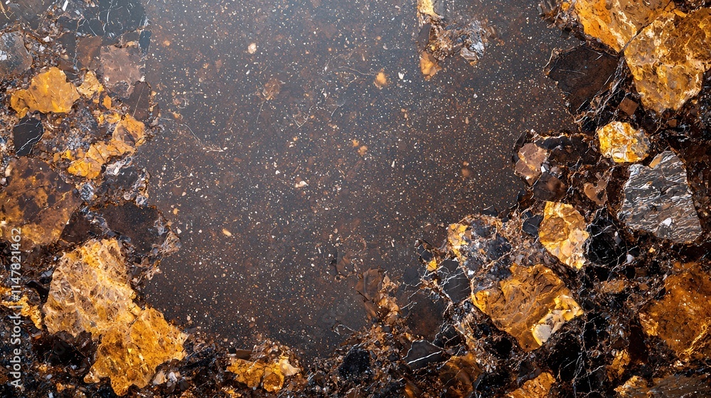 A high-resolution close-up of a sleek polished granite countertop ...
