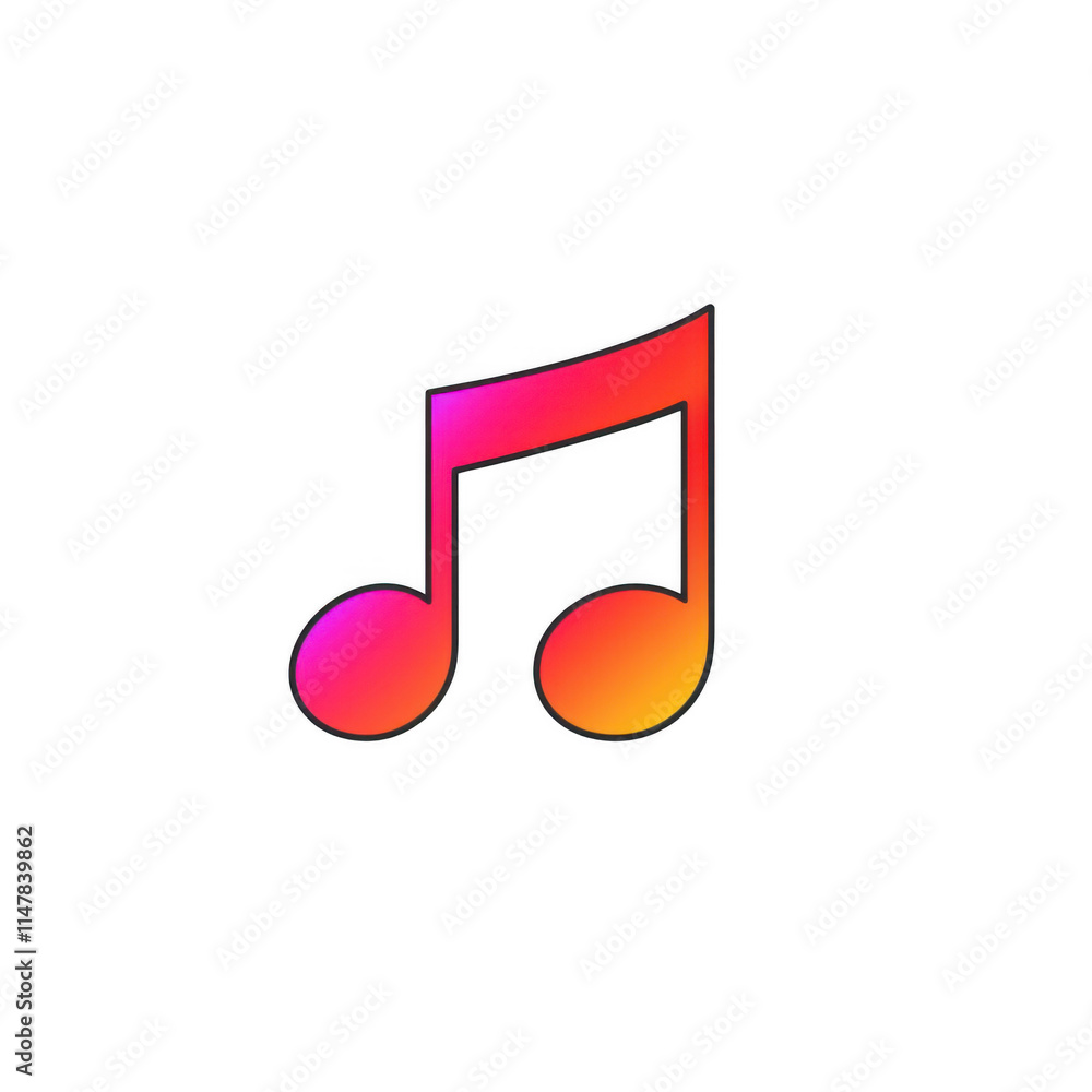 Red icon of Music Note isolated on a transparent background Minimalist ...