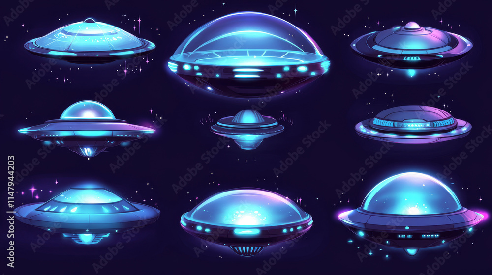 Flying ufo saucer animation sprite sheet effect. Alien spaceship ...