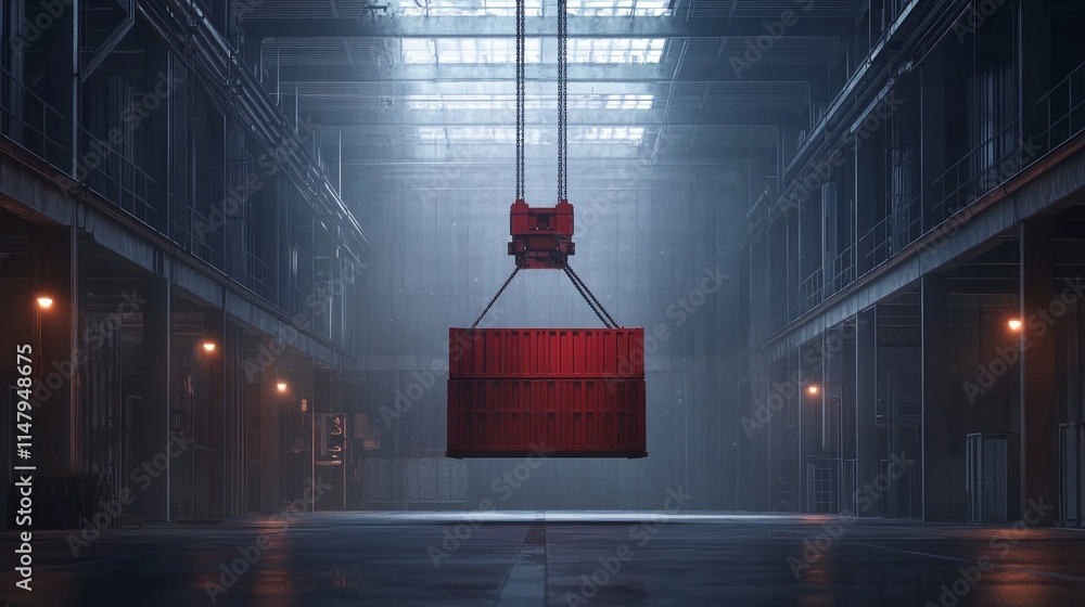 imagine prompt: Minimalist crane operating in a sleek, industrial ...