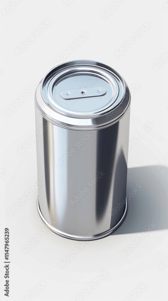 Minimalist silver metal cylinder container or can for refreshing ...