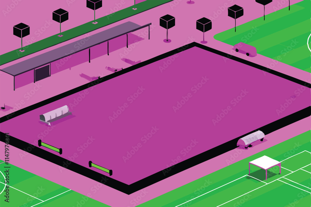 Detailed architectural plan of a professional soccer training ground ...