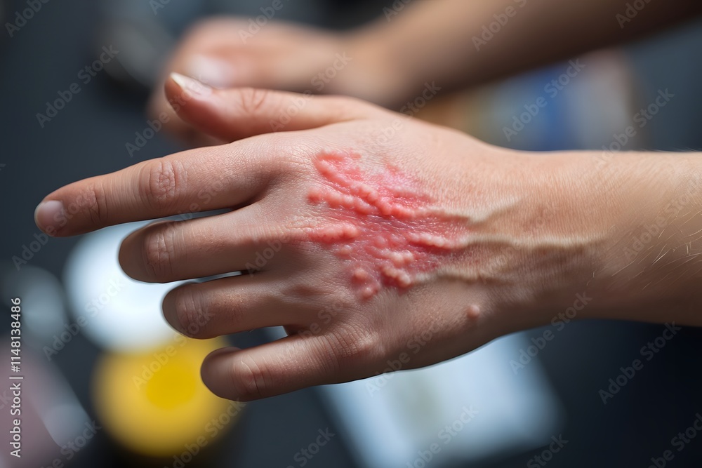 skin disease or skin allergy on the human body is reddish or pink ...