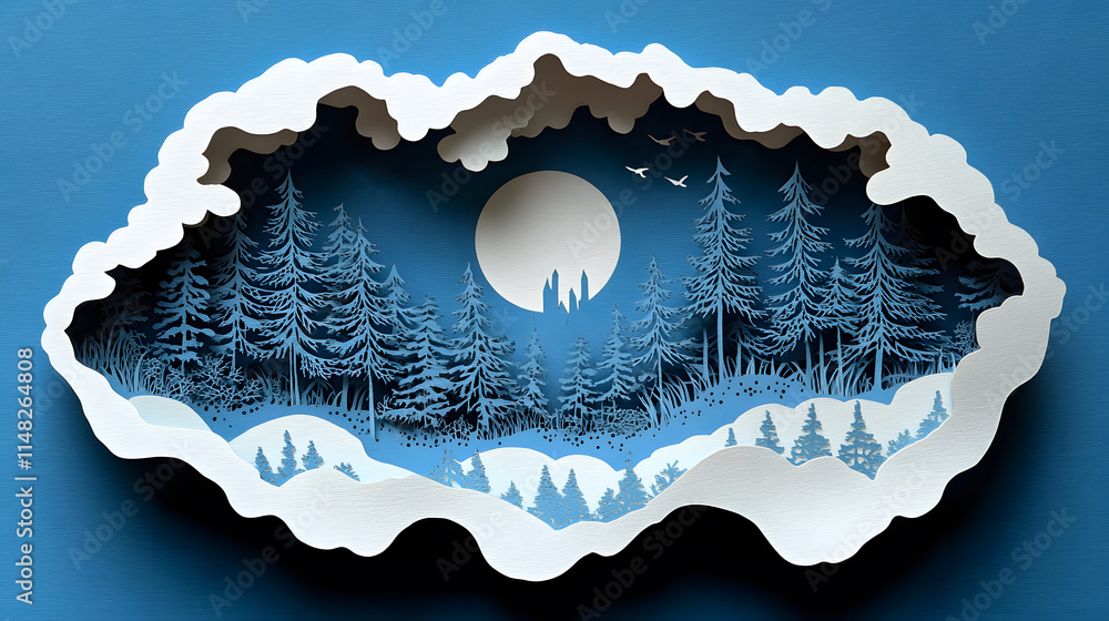 Papercut design of a factory producing goods with local raw materials ...