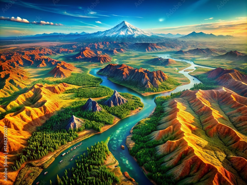 Oregon 3D Topographic Map, Aerial View, High-Resolution Render ...