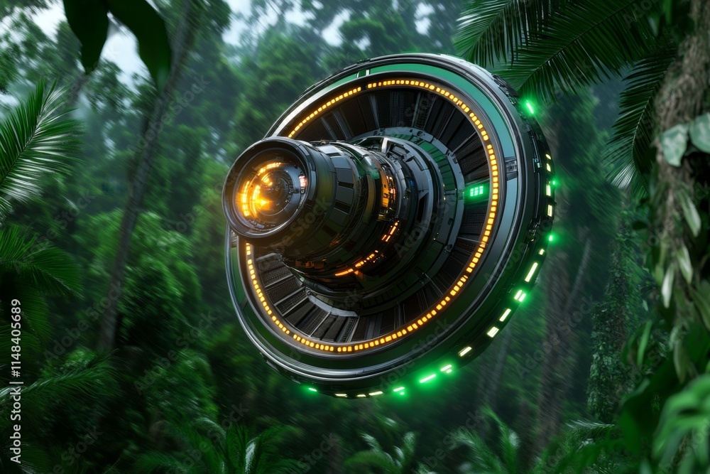 Poster, Foto A space habitat with rotating sections for artificial ...