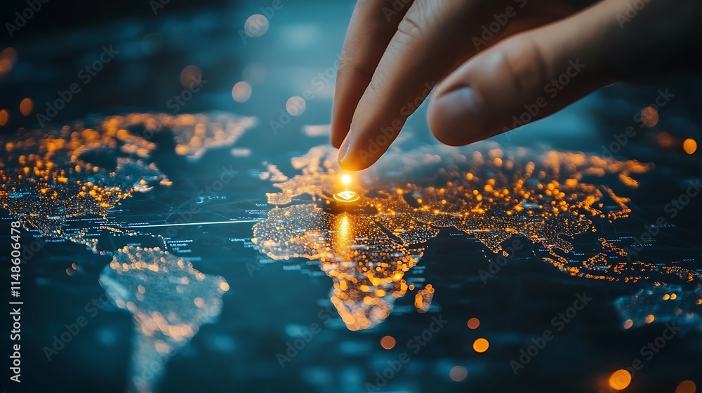 Exploring global connectivity map visualization digital environment Stock Illustration | Adobe Stock