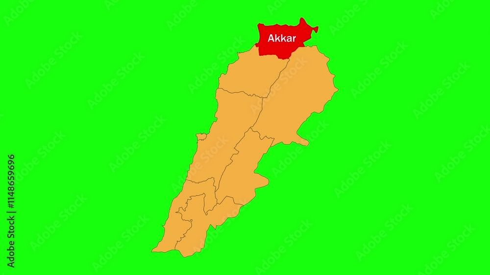 Akkar map animated video. The location is highlighted on the Lebanon ...