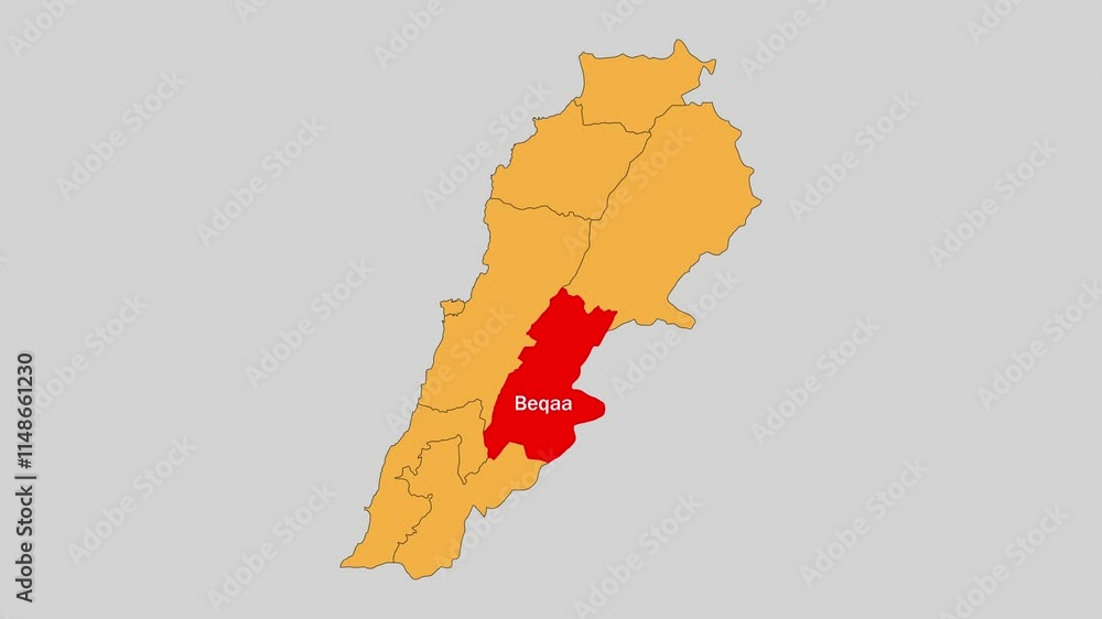 Beqaa map animated video. The location is highlighted on the Lebanon ...