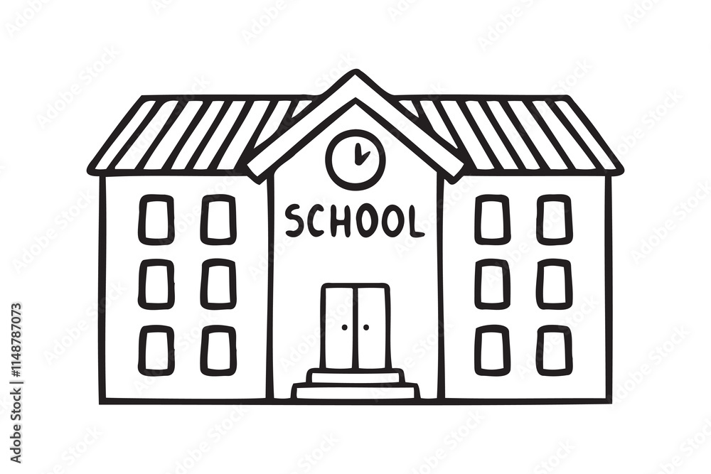 School building vector for coloring book doodle hand drawn icon ...