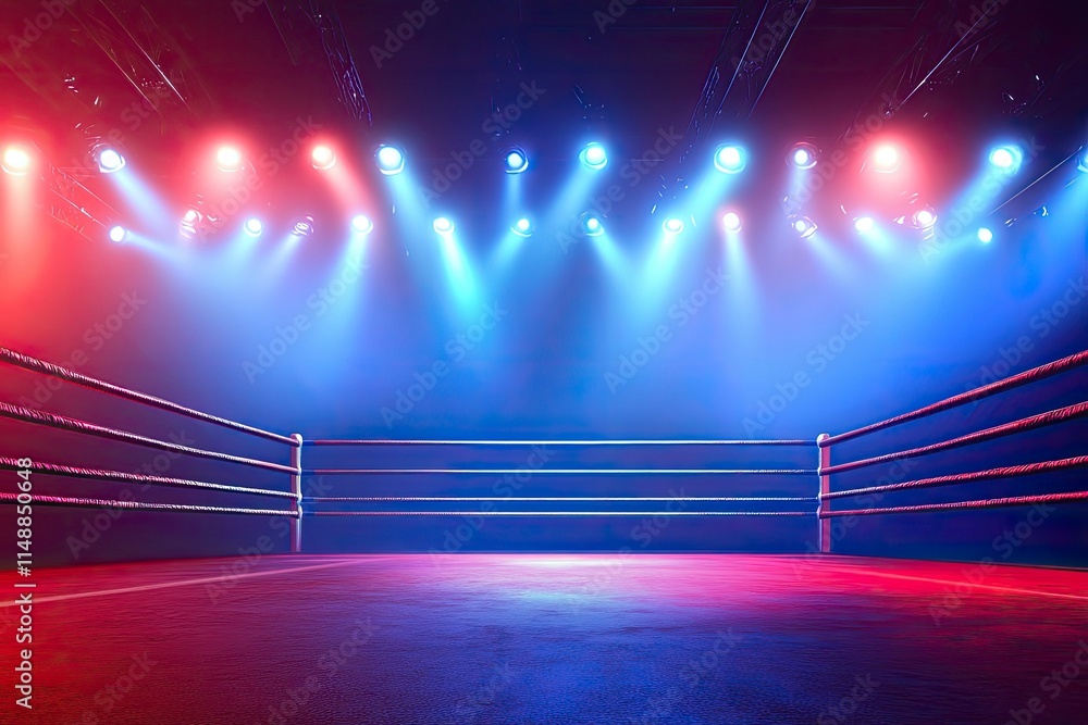Boxing ring arena and floodlights vector design Bright stadium arena ...