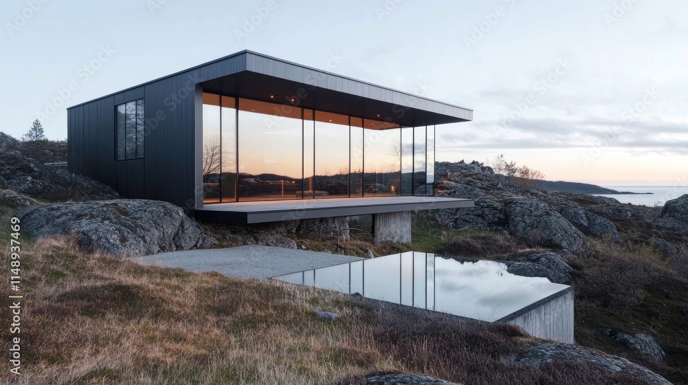 Modern Architectural Design of a Glass House Overlooking Natural ...