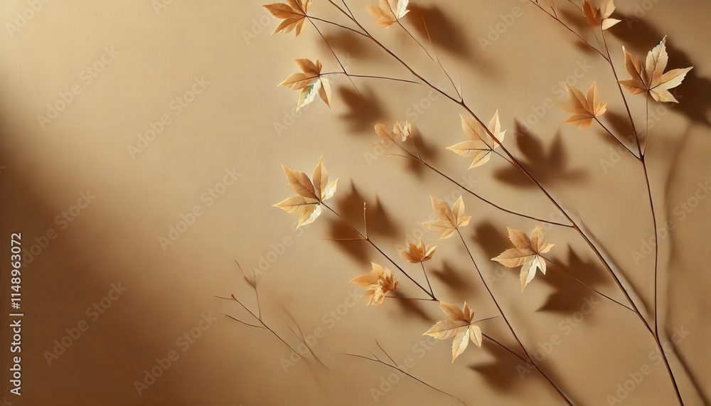 Minimalistic Fall scene in cream light brown color shades. Autumn ...