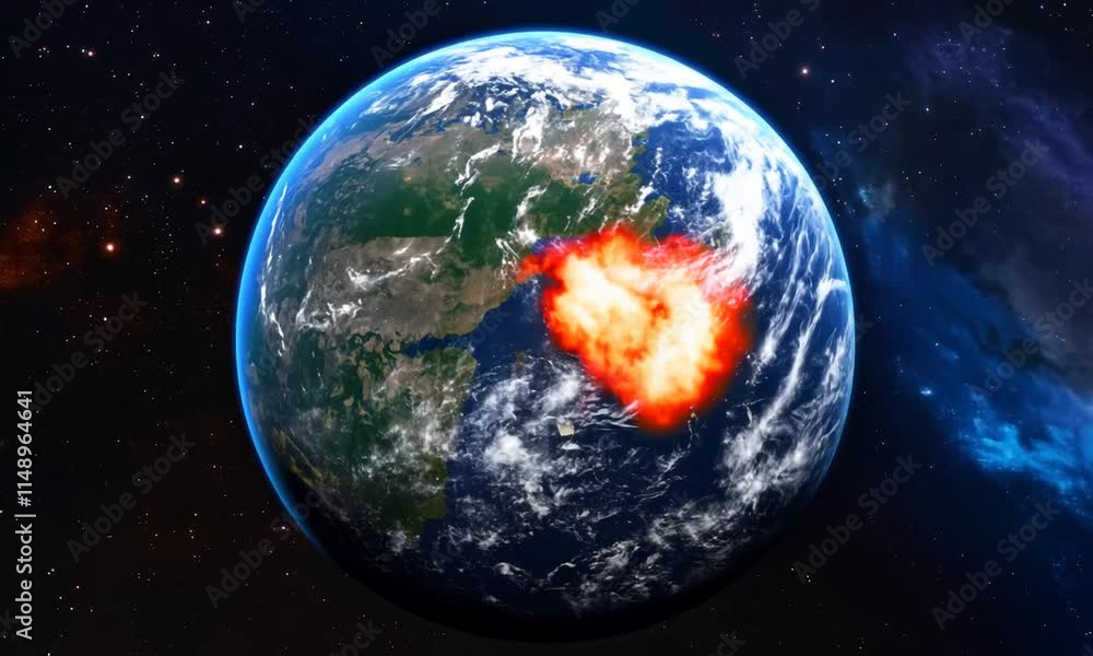 Planet earth suffers devastating meteorite impact Stock Video | Adobe Stock