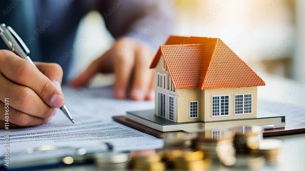 An architect showcases intricate house plans alongside a scale model ...