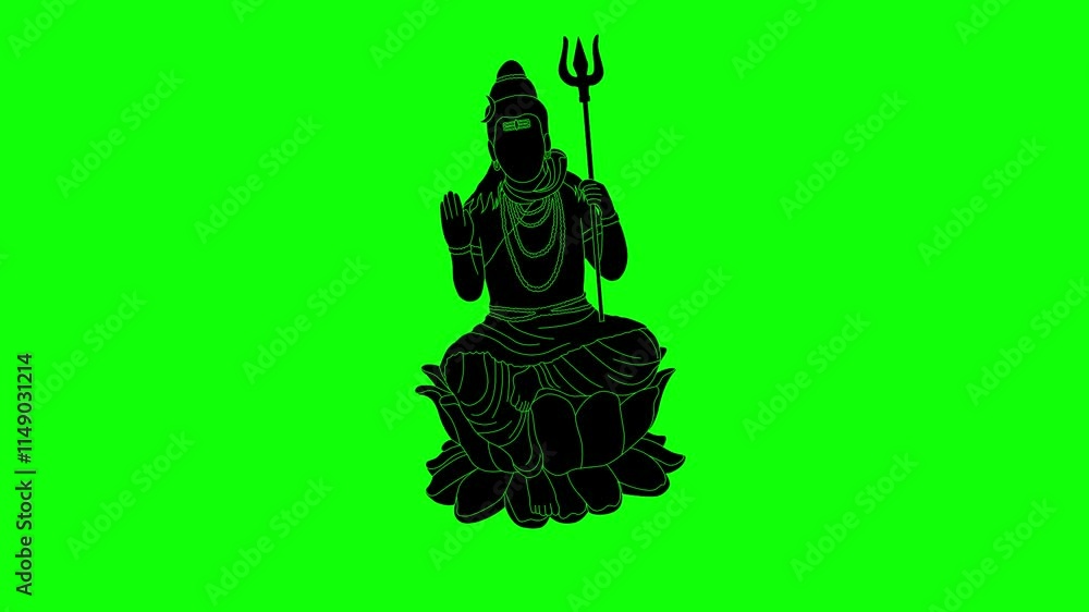 Lord Shiva animation. Hindu god motion on green screen background. a ...
