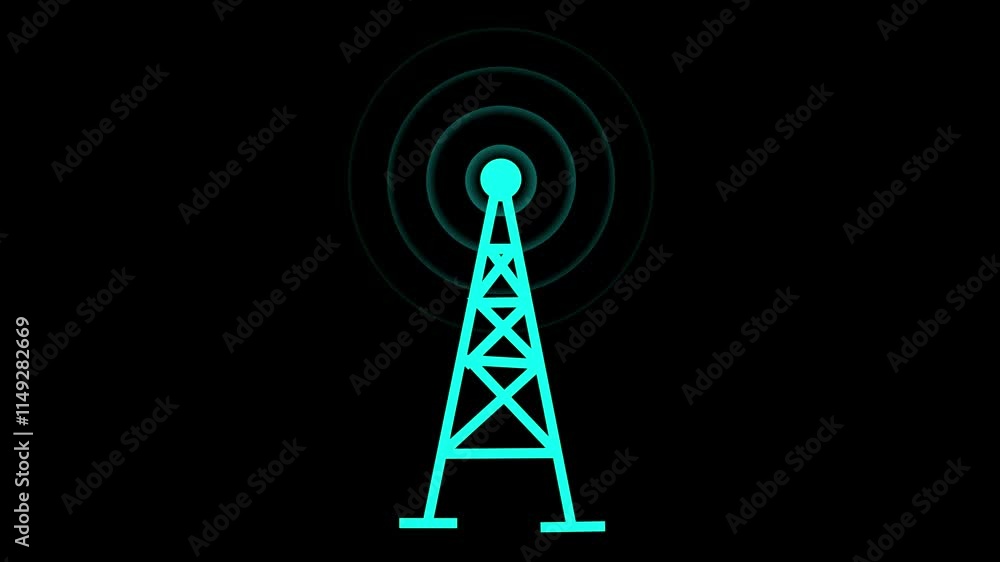 wave signal tower animated icon wave signal tower looping circle 4k ...