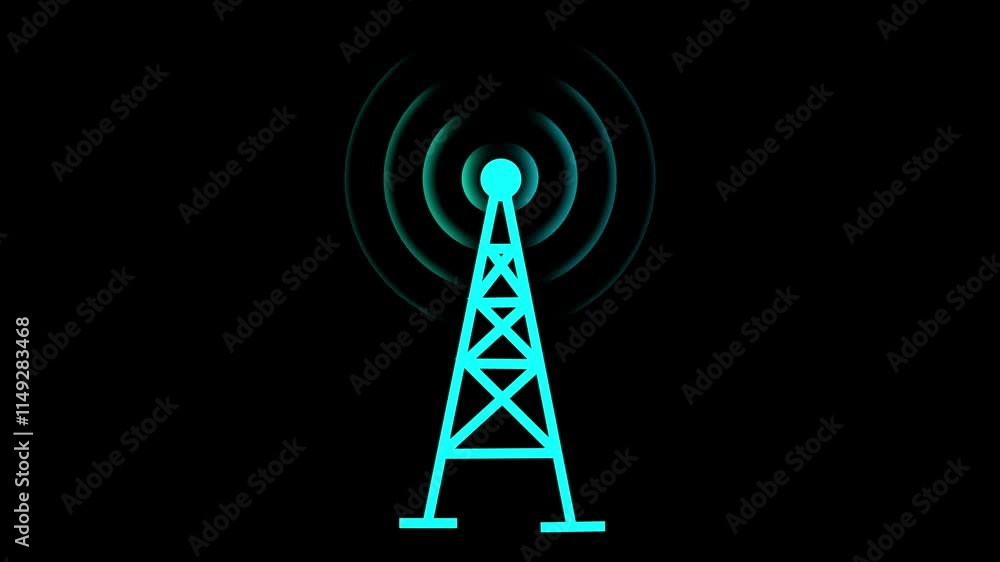 wave signal tower animated icon wave signal tower looping circle 4k ...