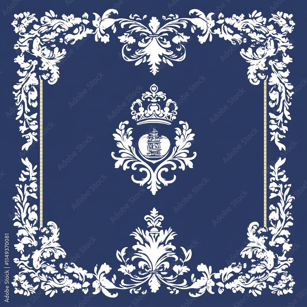 Elegant Nautical Crest Design with Baroque Frame Stock Illustration ...
