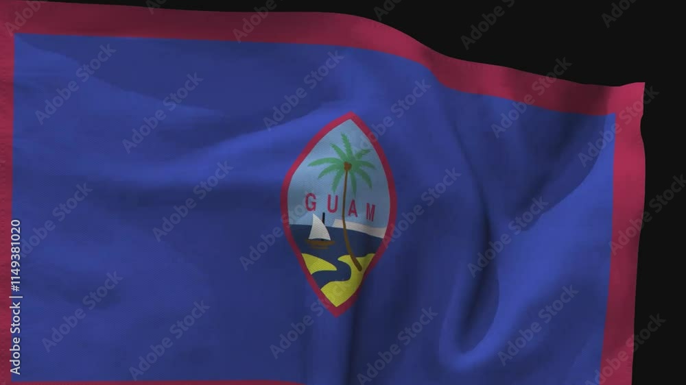 The Dark Blue with a Central Emblem: The Animated Flag of Guam with ...