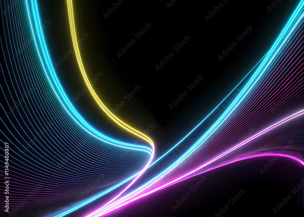 Wavy Vector Wallpaper: Colorful Curve Design with Texture Overlay ...