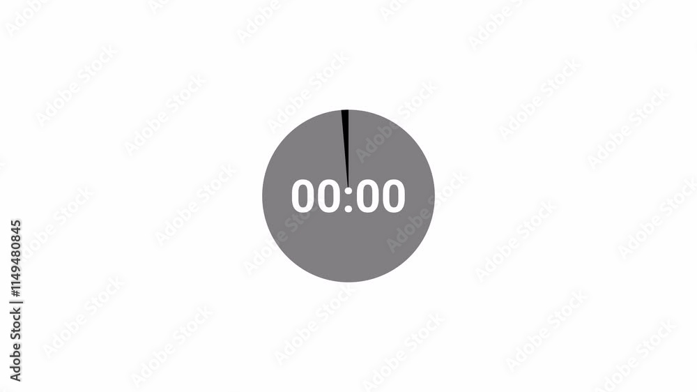 Circle countdown timer animation from five to zero seconds countdown on transparent background ...
