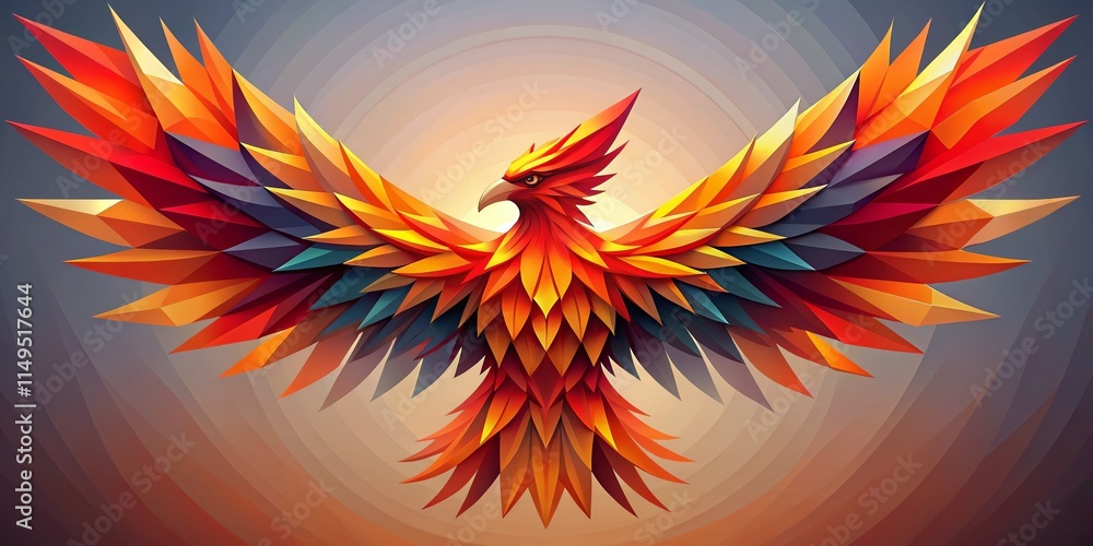 Polygon Art Phoenix Bird, Low Poly Firebird, Geometric Phoenix, Digital ...