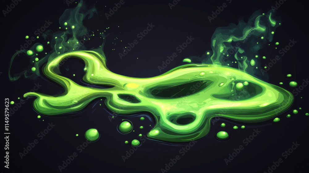 2d liquid toxic puddle and bubble effect isolated vector game fx icon ...
