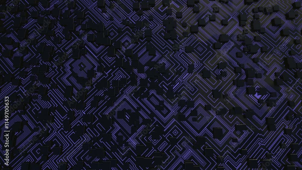 Hi tech pattern on plane surface, neon glow, complex elements and ...