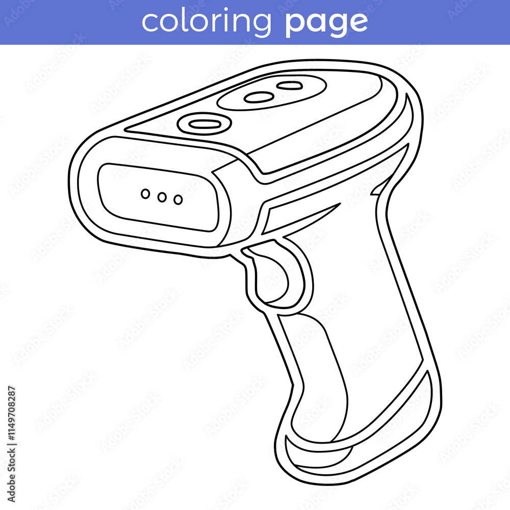 Vetor de coloring page for kids barcode scanner digital payment vector ...