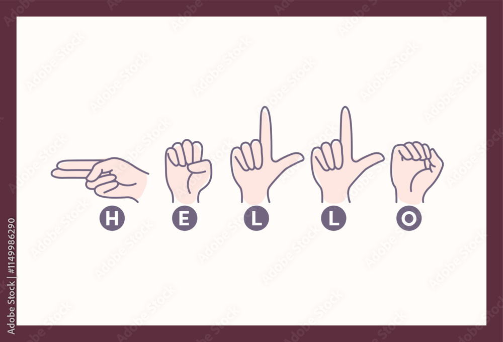 Deaf sign language HELLO for World Hello Day on November 21. Cartoon ...