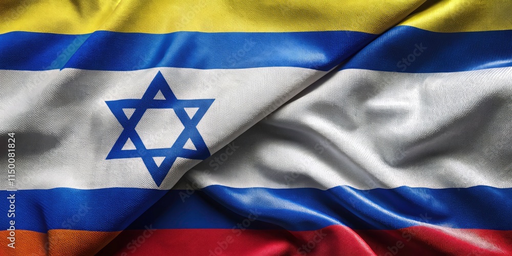 Israel Colombia Flags Textile Aerial Photo 3D Render, High-Resolution ...