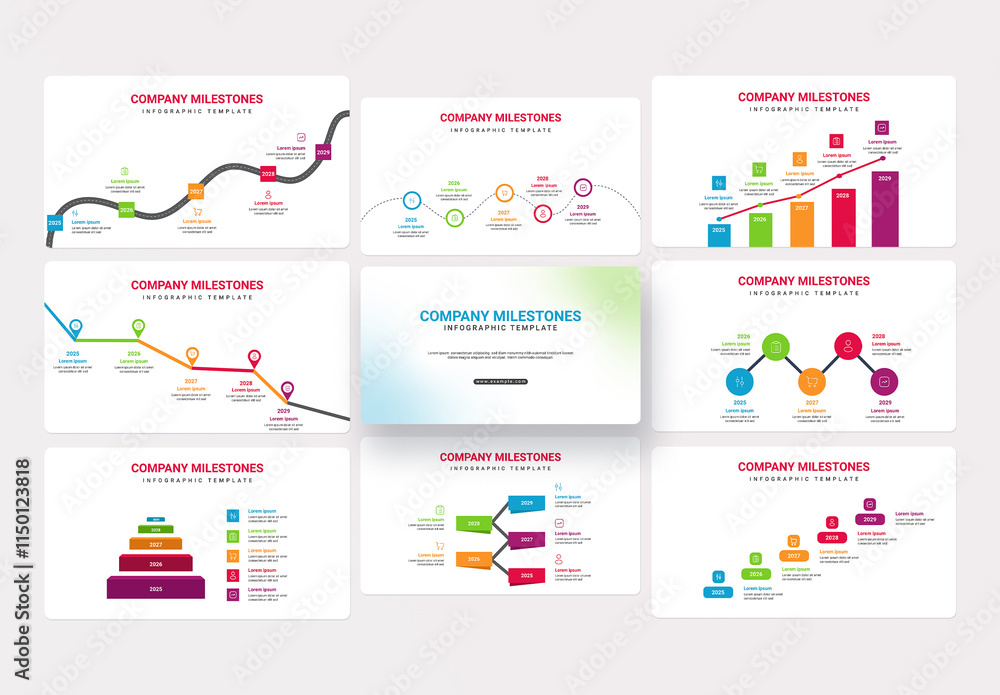 Company Milestone Infographic Layout Stock Template | Adobe Stock