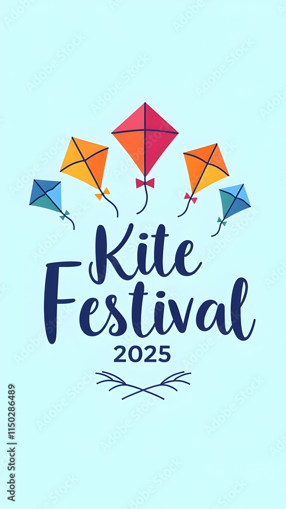 Five colorful kites soar against a light blue sky. Kite Festival 2025 ...
