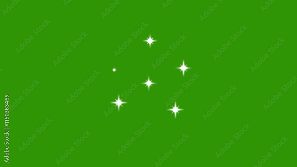 Twinkling stars animation, white cartoon, flat, vector, doodles style stars blinking on green ...