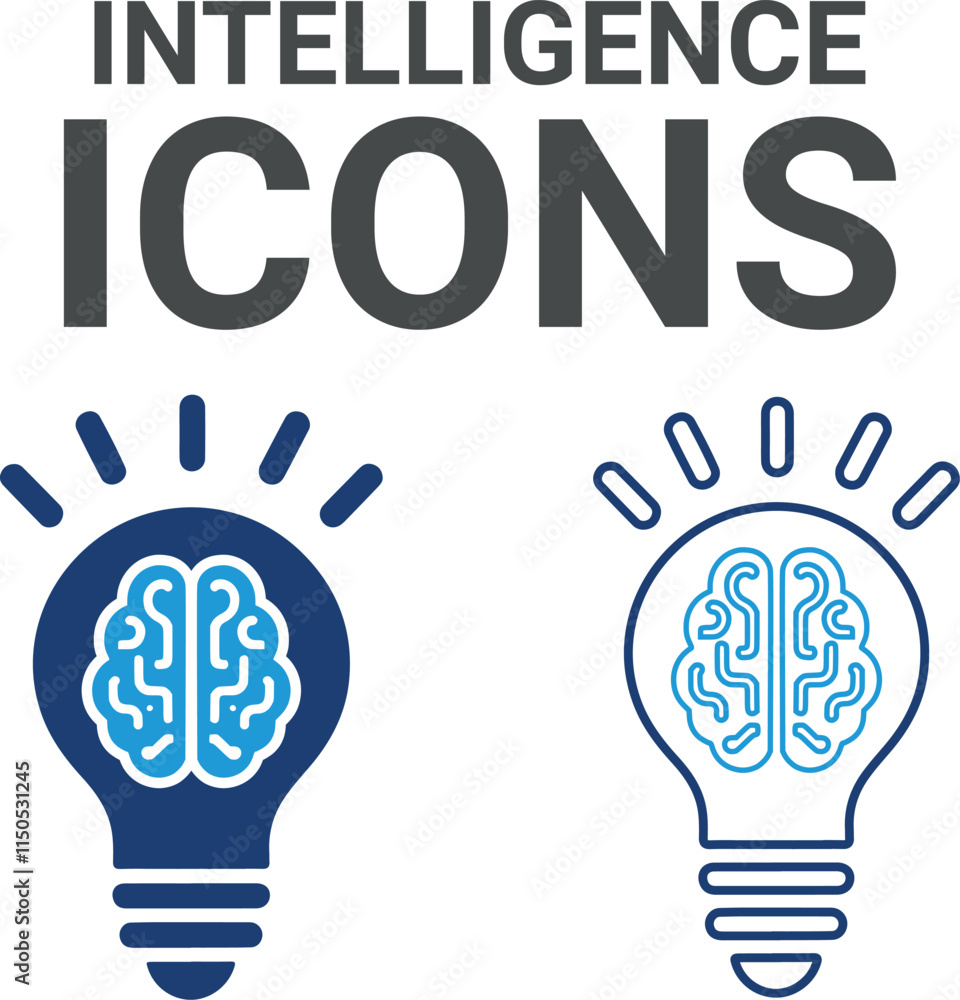 Intelligence icons. Containing the mind, brainstorming, head, neuron ...