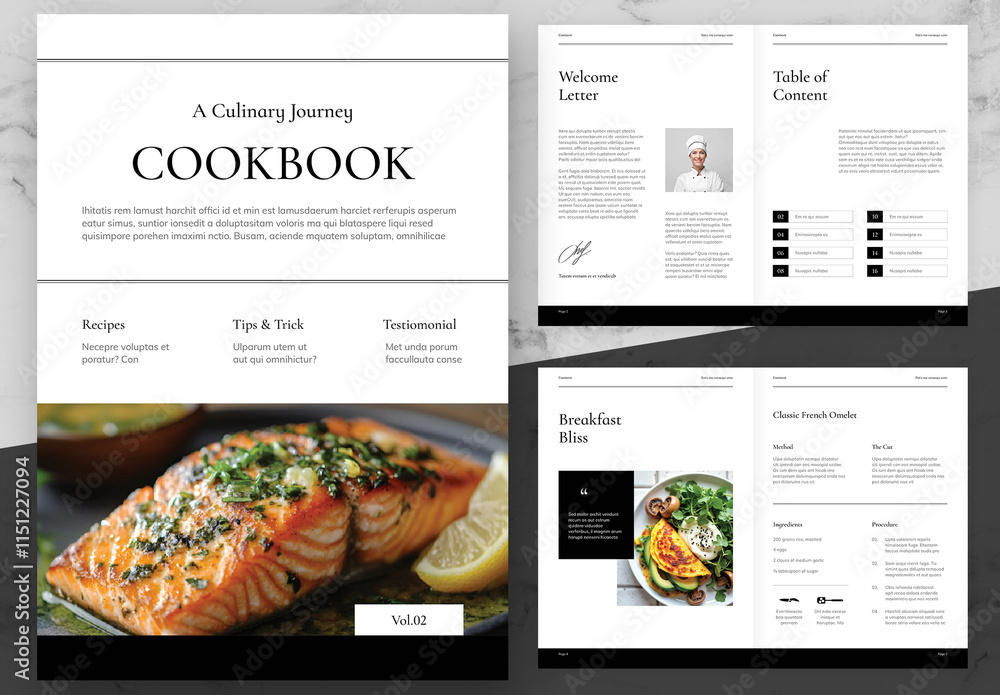 Black And White Cookbook Stock Template | Adobe Stock