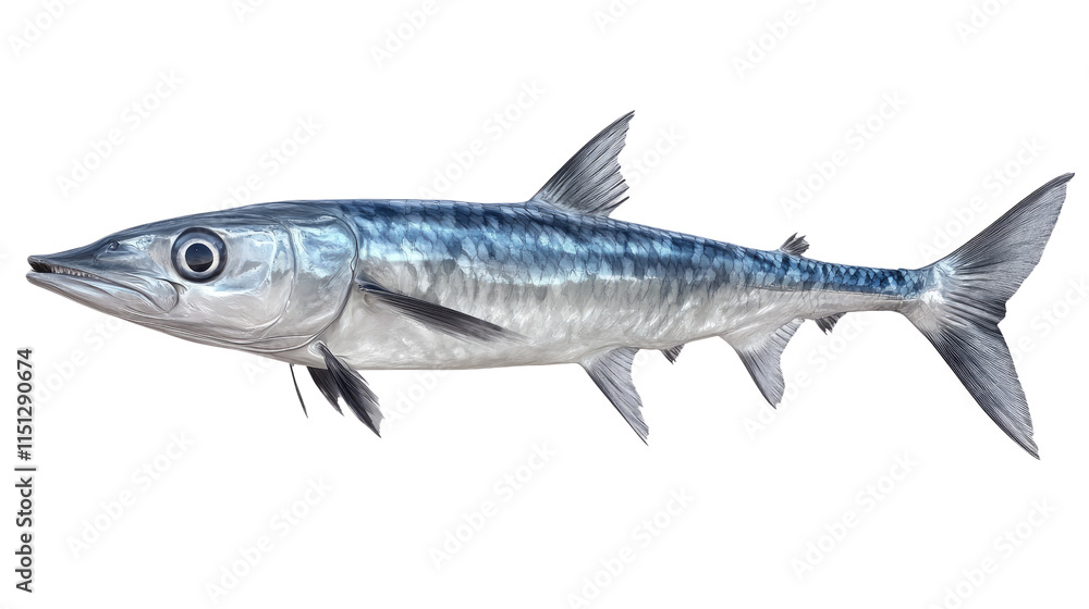 Barracuda: A detailed illustration of a barracuda, a predatory fish ...