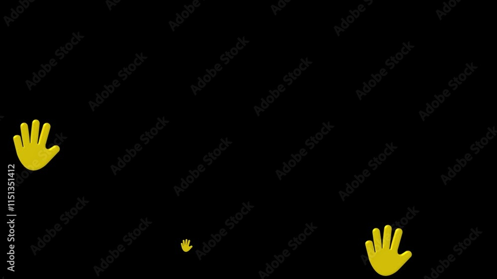 4k waving hand animation on chroma key background. waving hand emoji ...