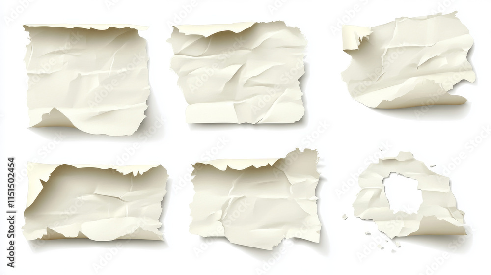 ภาพประกอบสต็อก Ripped paper. Broken white note paper for text messages ...