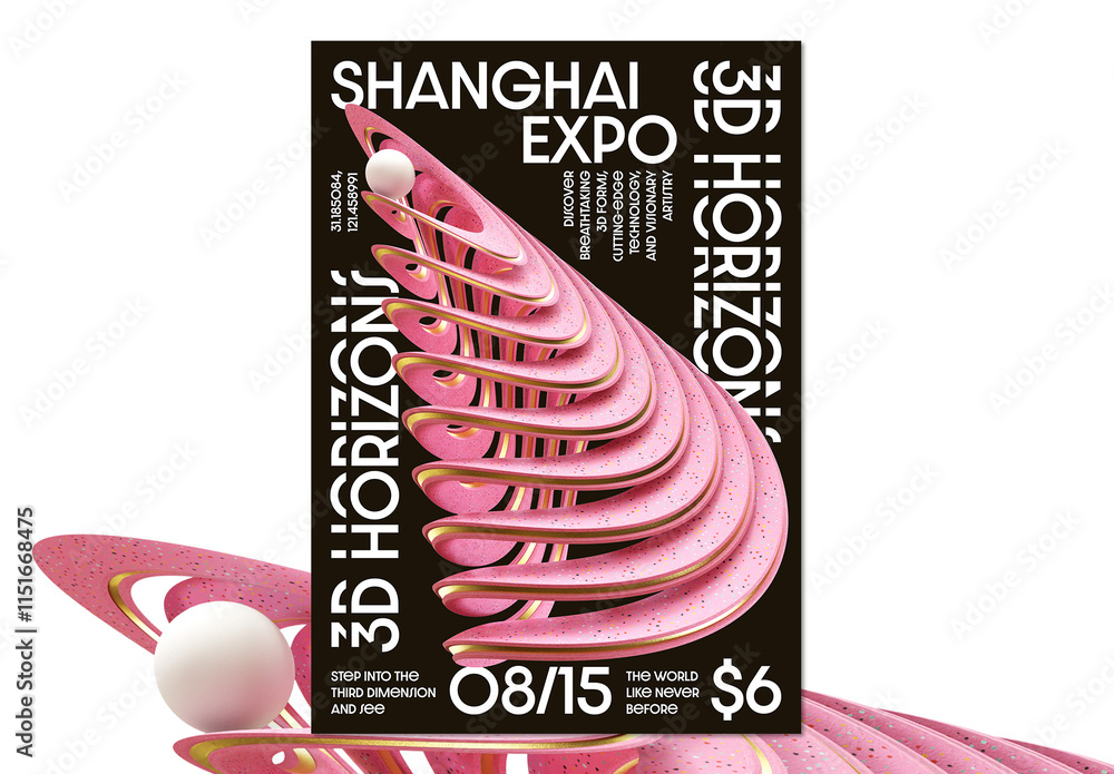 Cutting-Edge 3D Poster Layout for Expo Events Stock Template | Adobe Stock