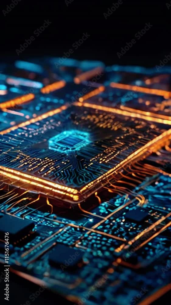 finished wafer with glowing circuit paths, illustrating its readiness ...