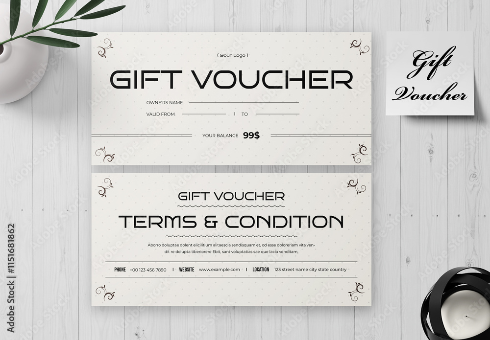 Elegant Gift Voucher Template for Businesses Stock Template | Adobe Stock