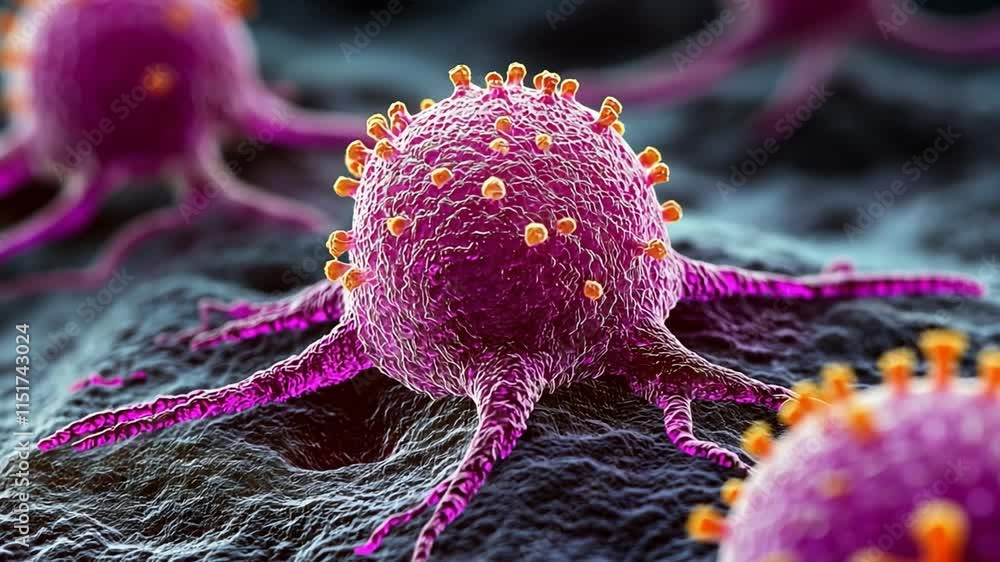 Cancer Cell Micrograph: A close-up microscopic view of a cancerous cell ...