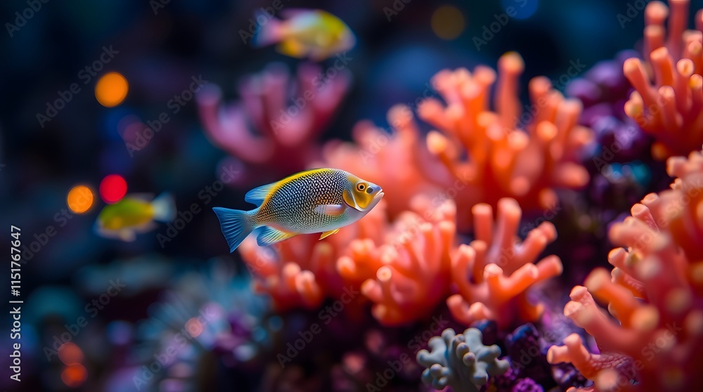 Vibrant coral reef filled with colorful fish, perfect for marine life ...