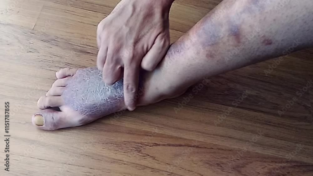 itchy allergy hives rash eczema atopic dermatitis on foot. inflammation ...