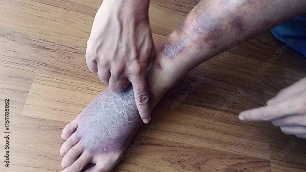 itchy allergy hives rash eczema atopic dermatitis on foot. inflammation ...