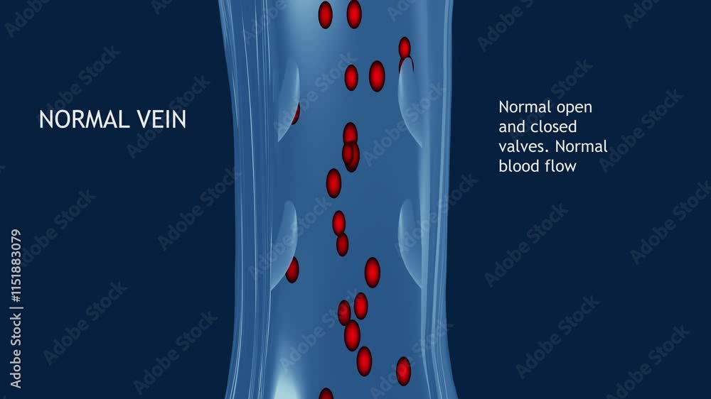 Varicose veins on a female senior legs. The structure of normal and ...